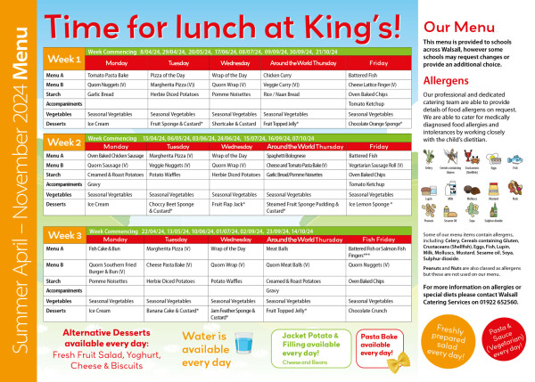 Lunch Menus - Kings Hill Primary School - Working together to achieve ...